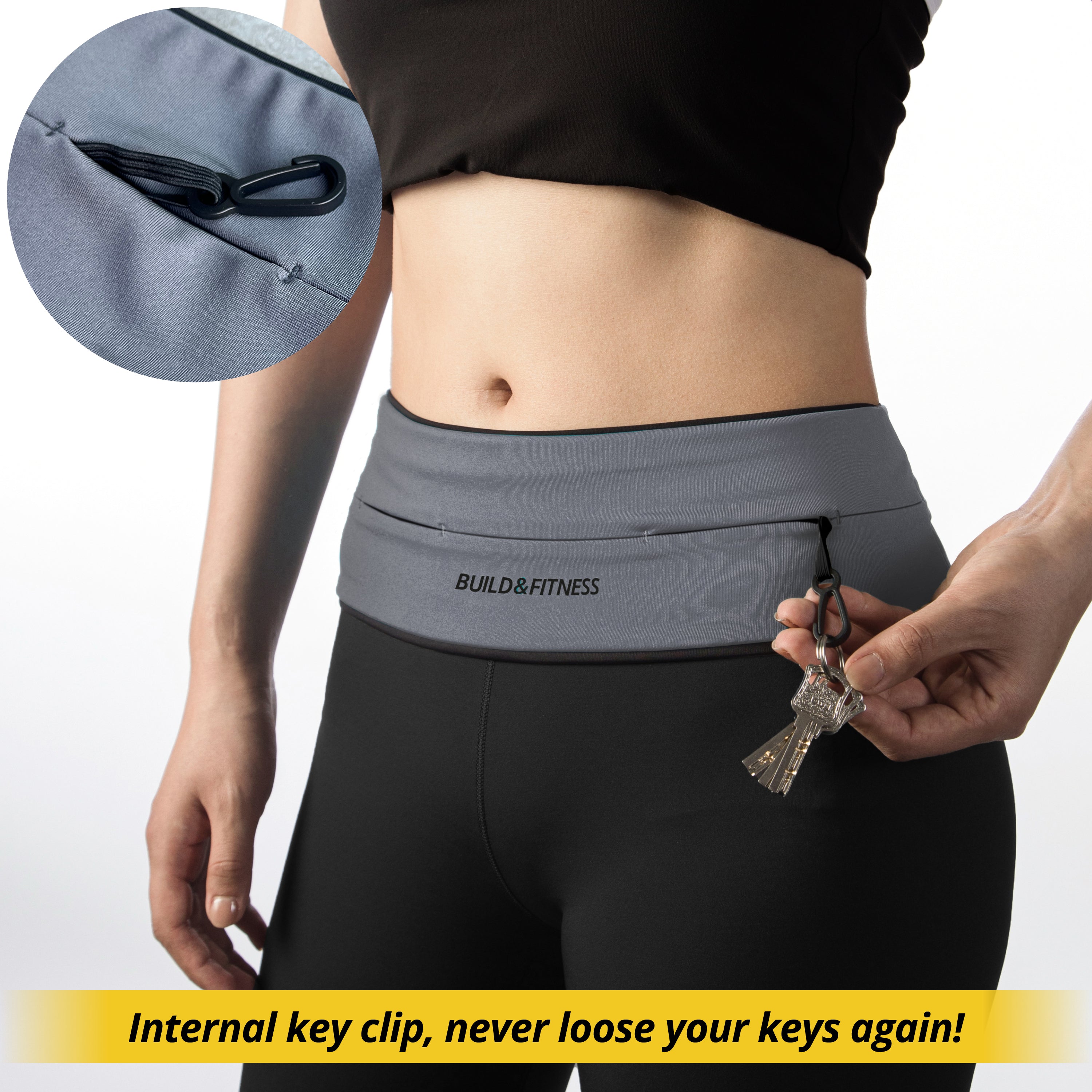 Grey Classic Running Belt – Build & Fitness®